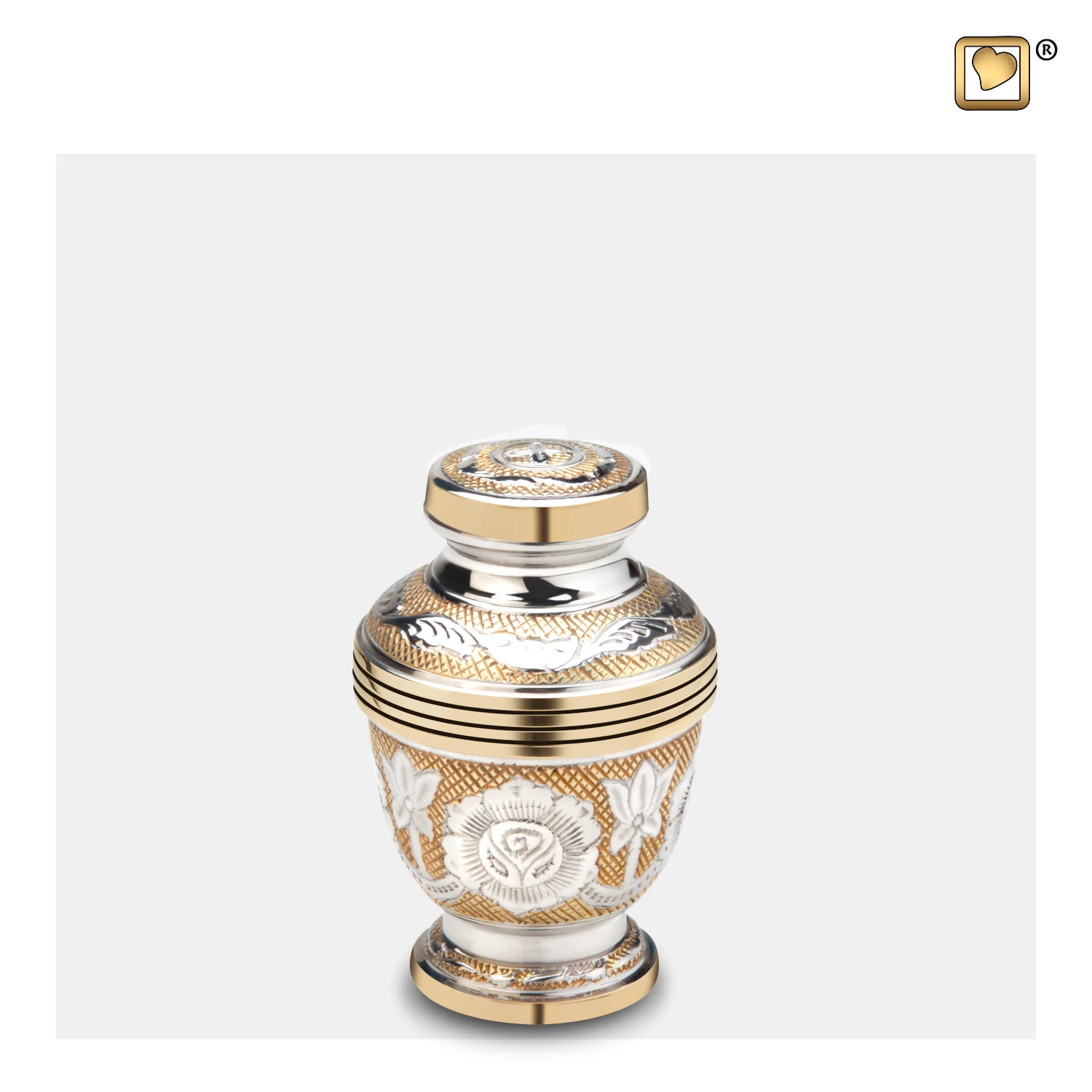 Elegant™ Floral Keepsake Urn Pol Silver - Collins Funeral Supply